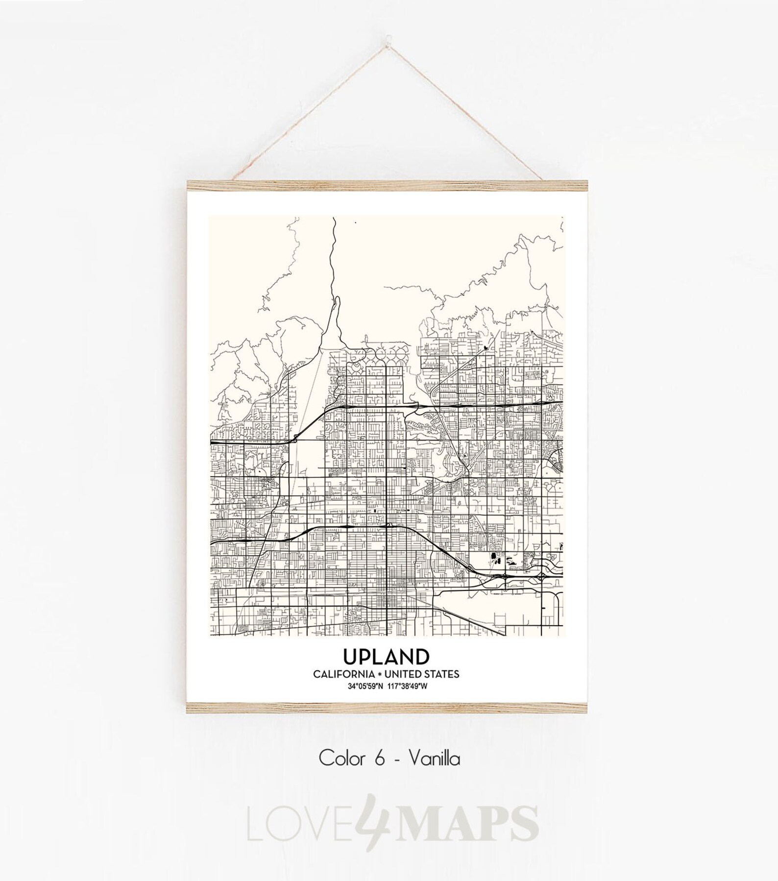 Upland CA City Map Poster Print Wall Art Decor Upland - Etsy