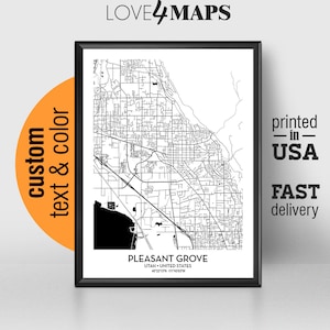 Pleasant Grove Utah Map, Pleasant Grove City Print, Pleasant Grove ...