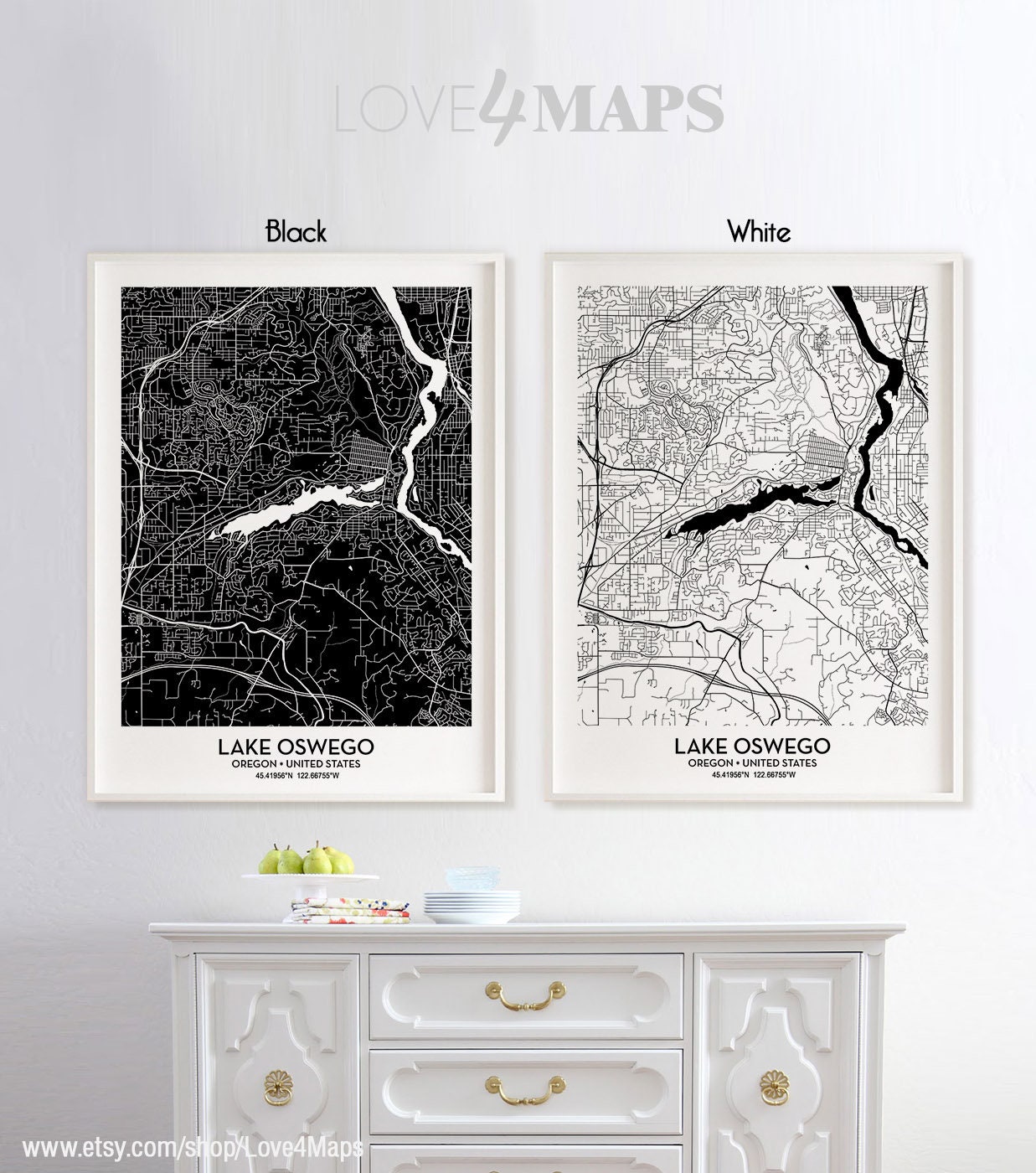 Lake Oswego Oregon Map Lake Oswego City Print Lake Oswego | Etsy