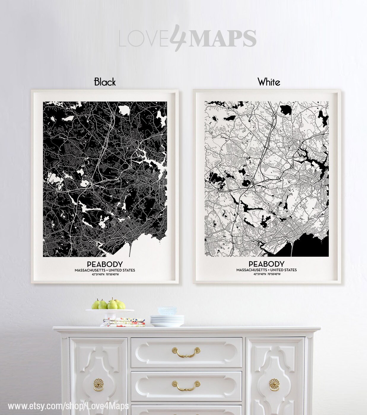 Peabody Massachusetts Map Peabody City Print Peabody Poster | Etsy