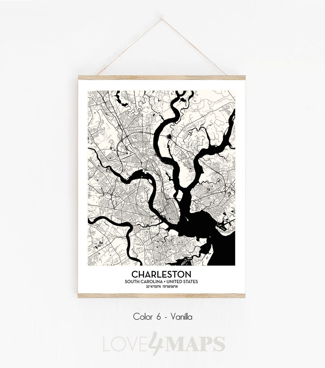 Charleston SC City Map Poster Print Wall Art Decor | Charleston South ...