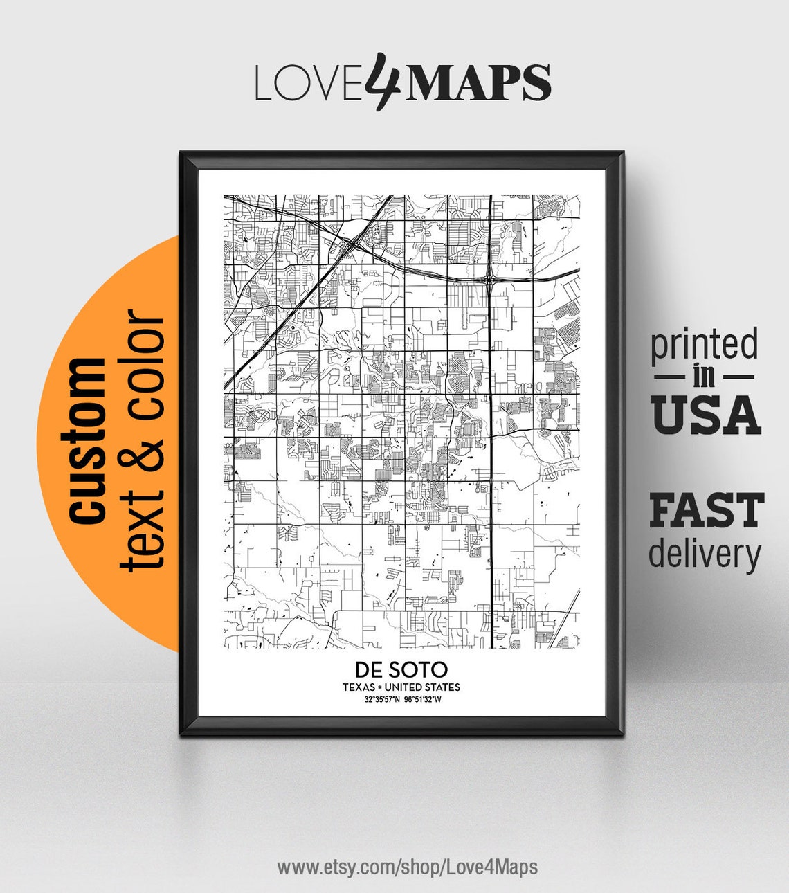 DeSoto Texas Map DeSoto City Print DeSoto Poster | Etsy