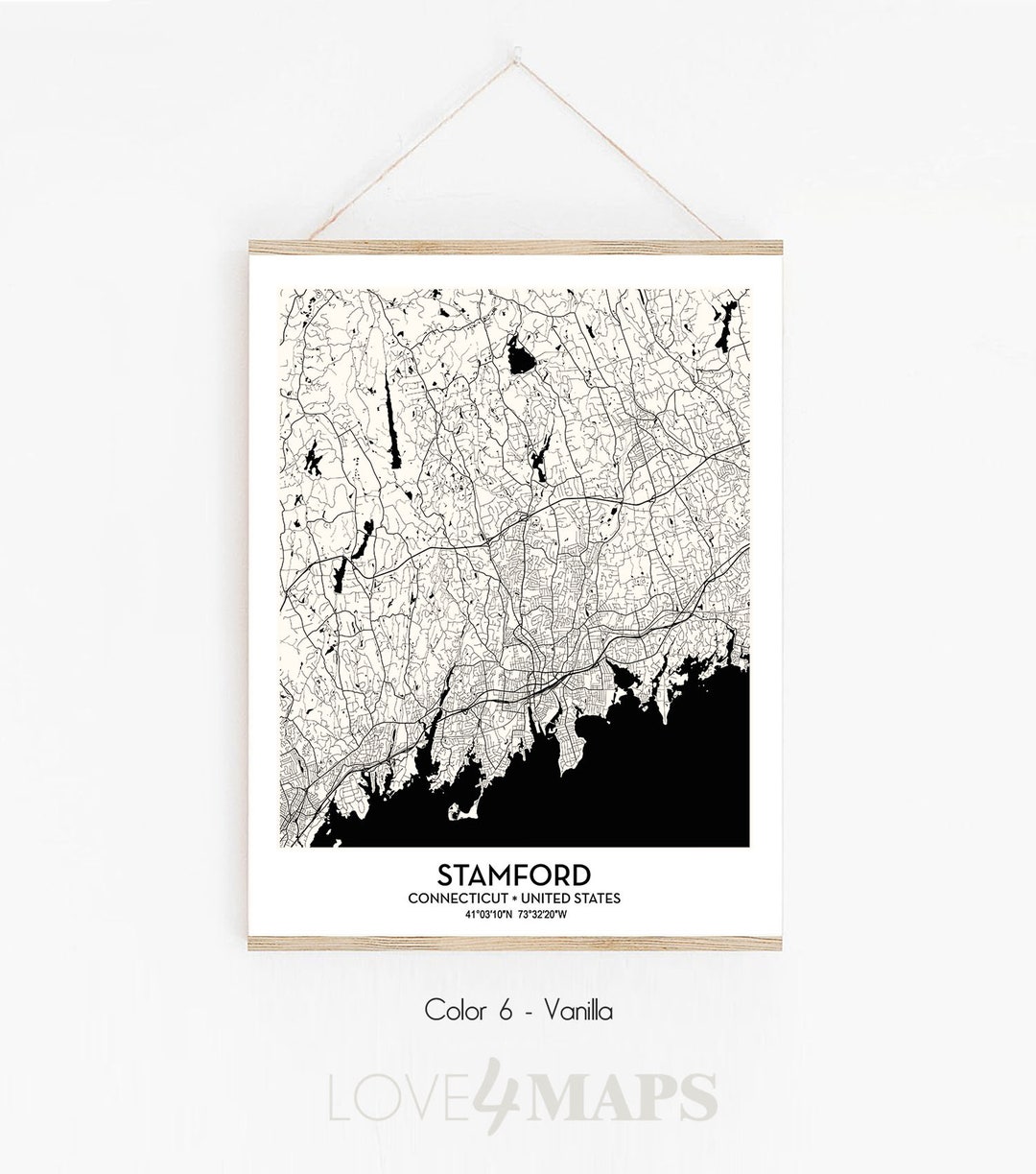 Stamford CT City Map Poster Print Wall Art Decor | Stamford Connecticut ...