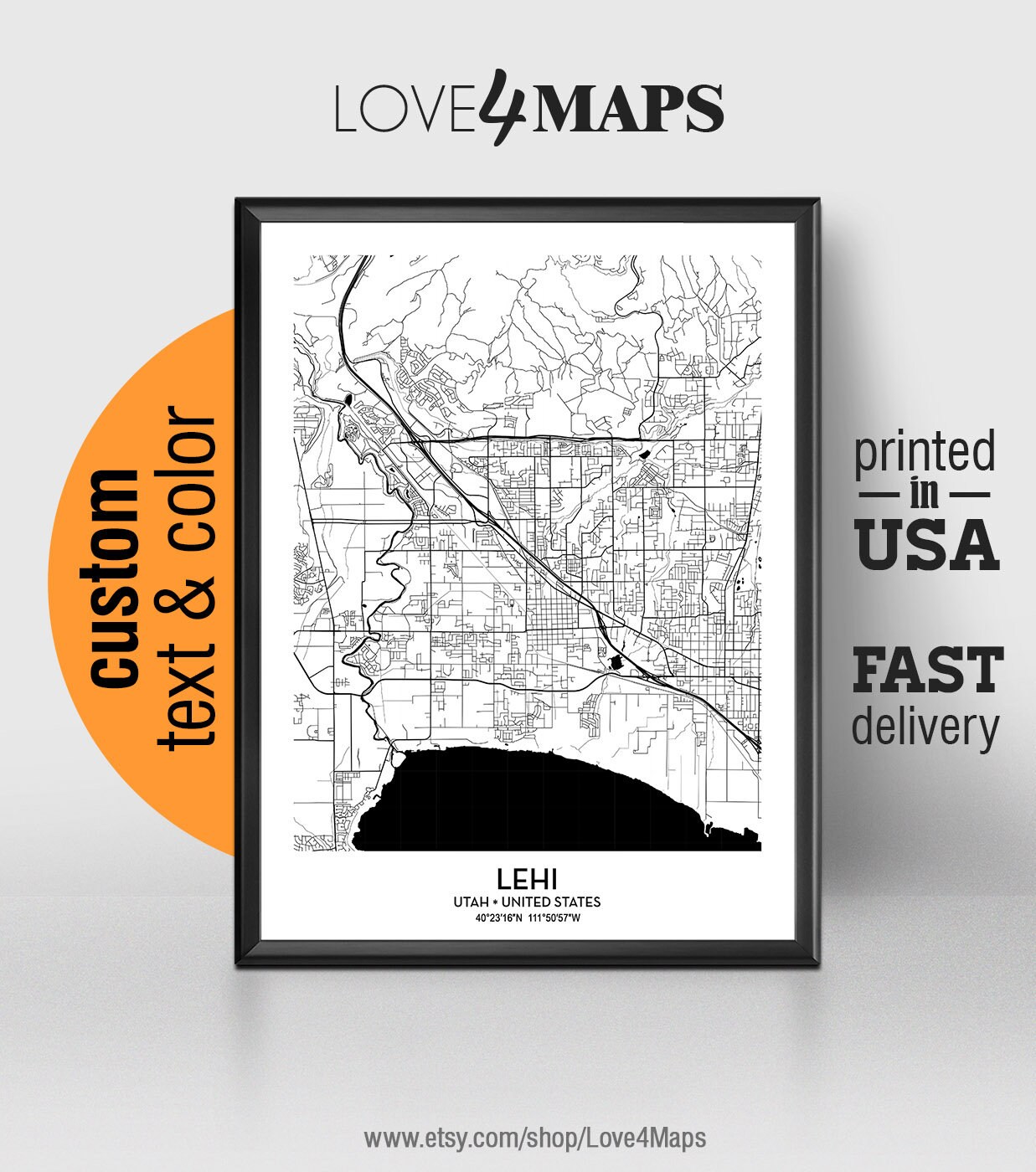 Lehi Utah Map Lehi City Print Lehi Poster Personalized | Etsy