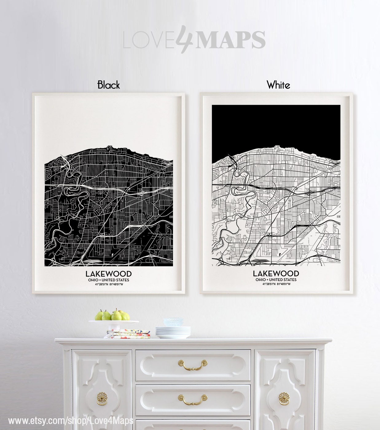 Lakewood Ohio Map Lakewood City Print Lakewood Poster | Etsy