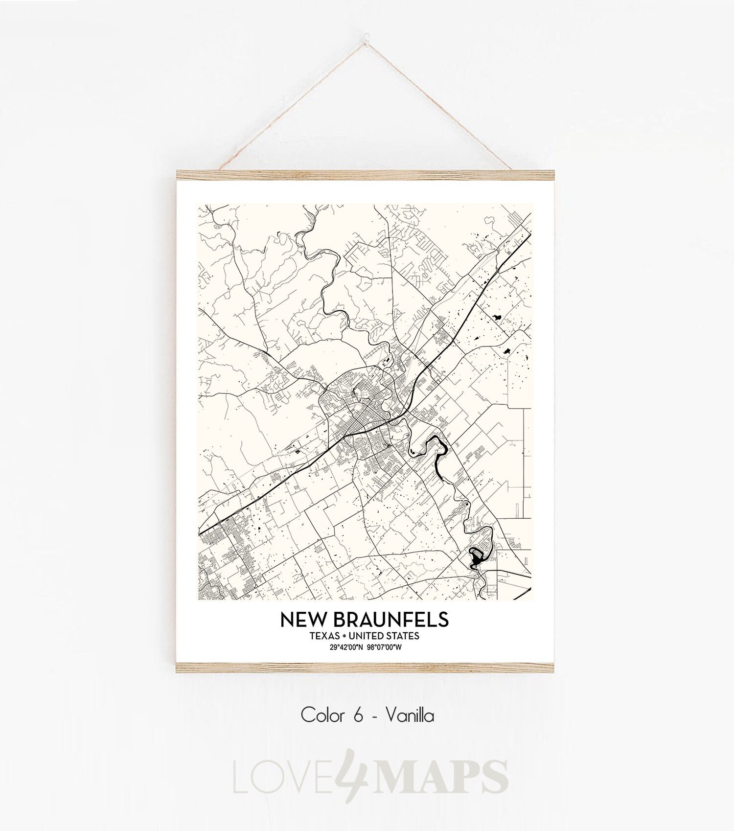 New Braunfels TX City Map Poster Print Wall Art Decor New | Etsy