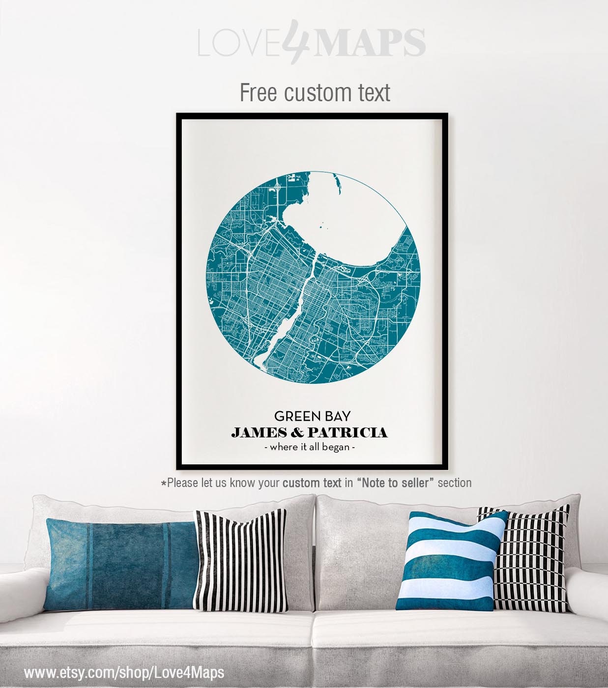 Green Bay Map Print Poster Green Bay City Wisconsin Print | Etsy