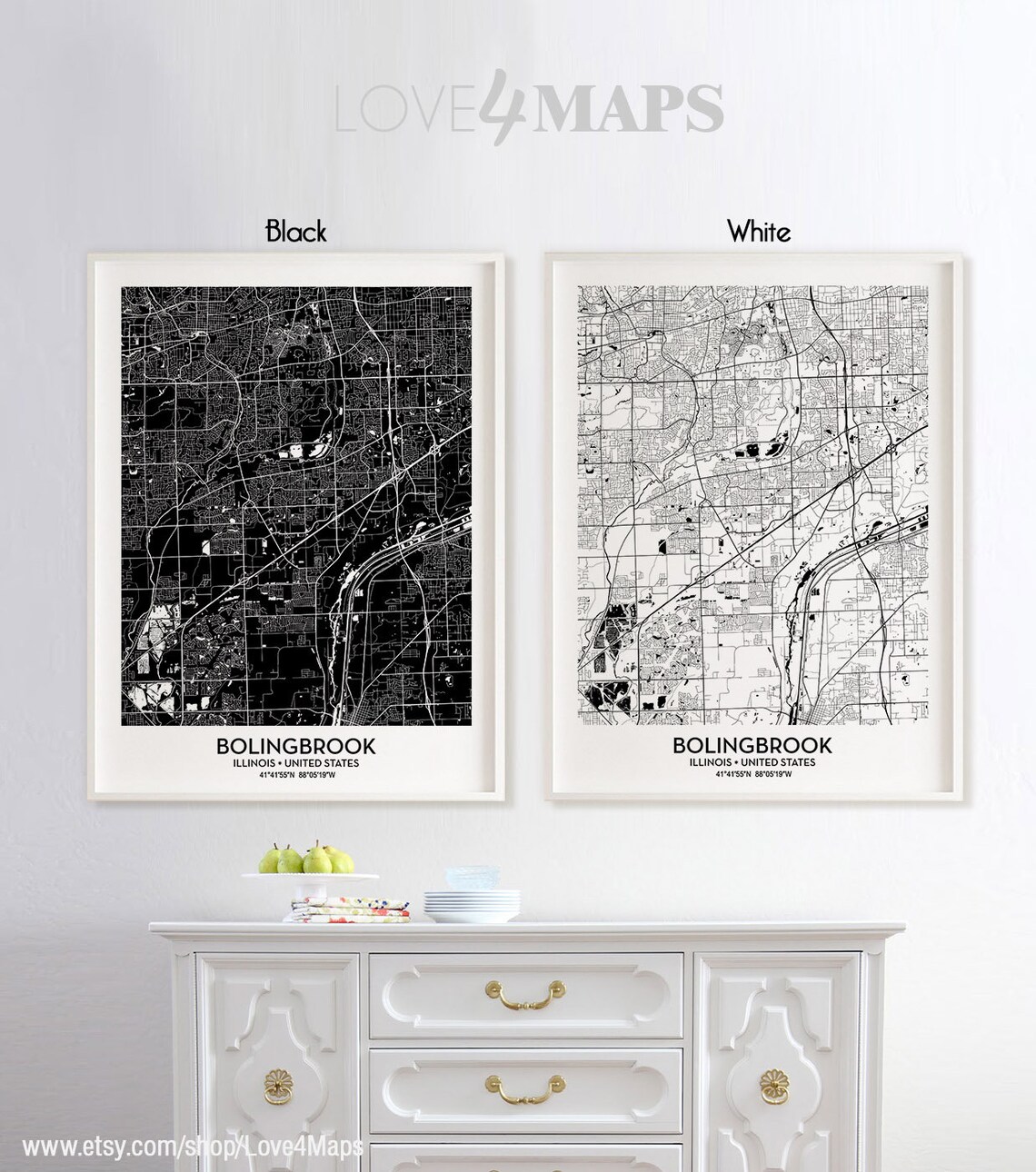 Bolingbrook IL City Map Poster Print Wall Art Decor - Etsy