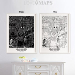 Bolingbrook IL City Map Poster Print Wall Art Decor | Bolingbrook ...