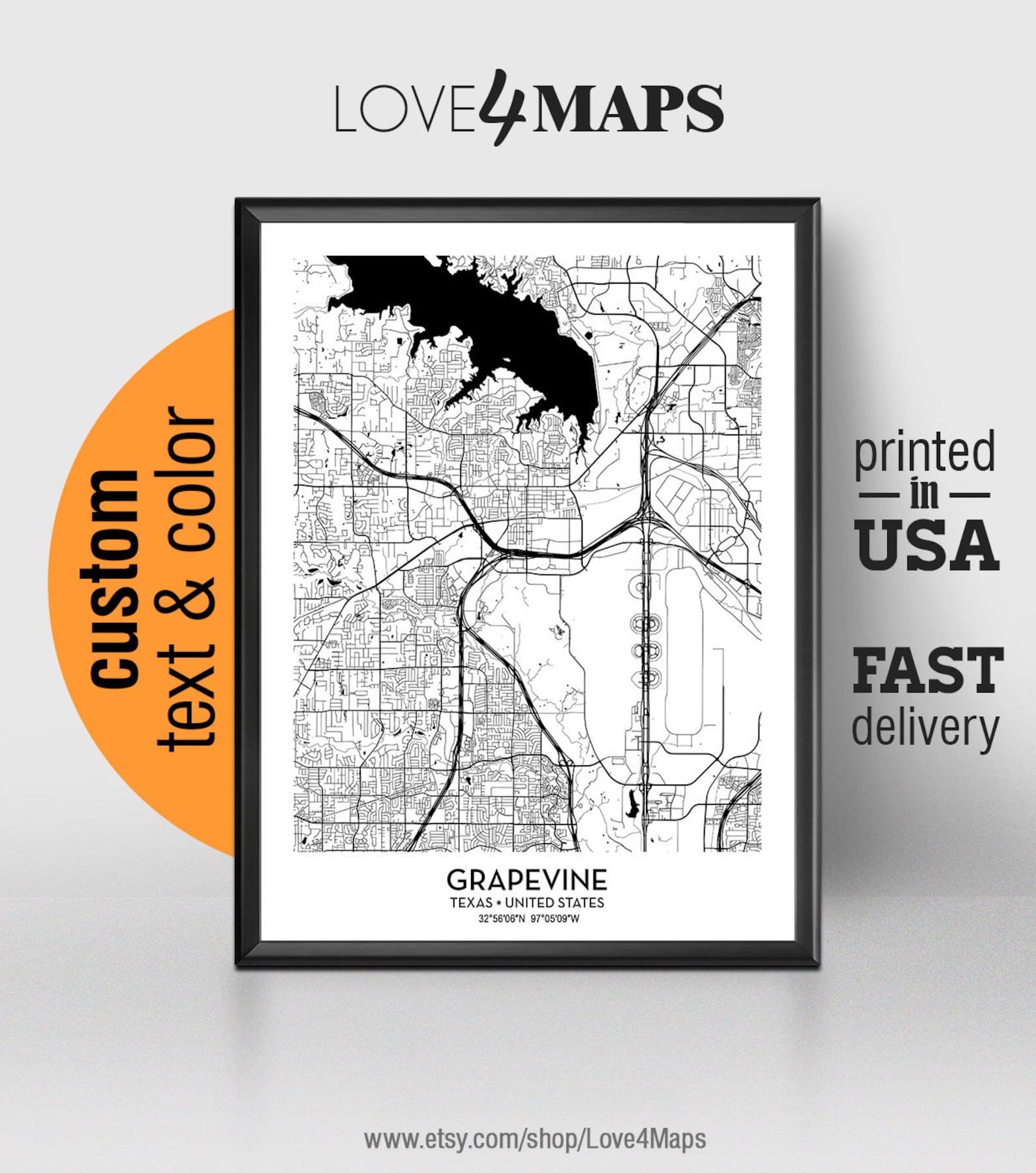 Grapevine Texas Map Grapevine City Print Grapevine Poster - Etsy Australia