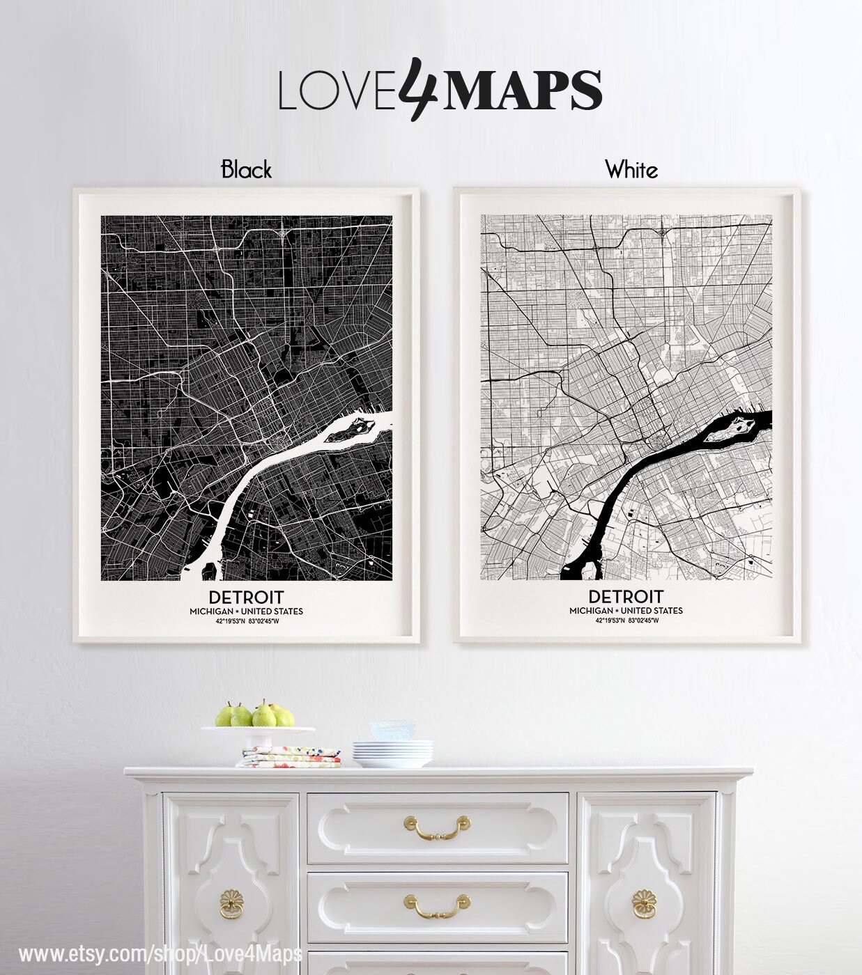 Detroit Michigan Map Detroit City Print Detroit Poster | Etsy