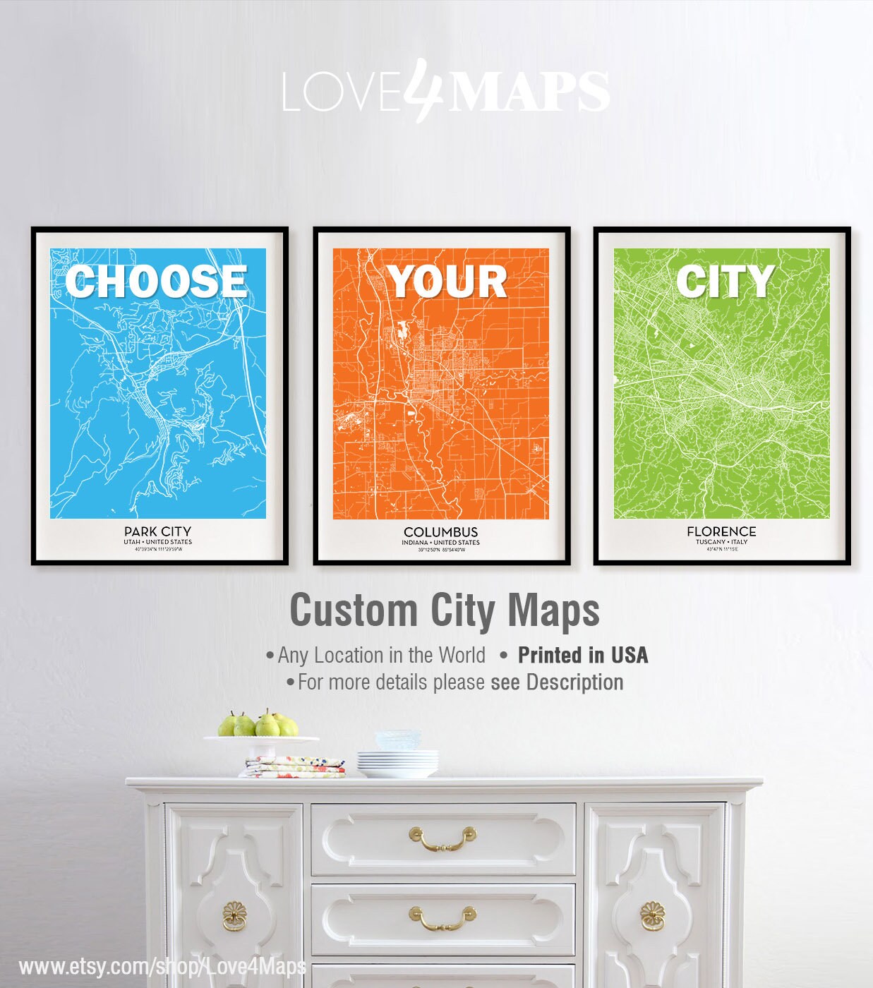 Columbus Indiana Map Columbus City Print Columbus Poster | Etsy