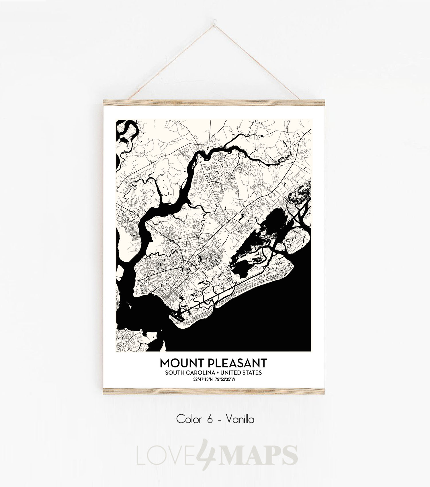 Mount Pleasant SC City Map Poster Print Wall Art Decor Mount - Etsy