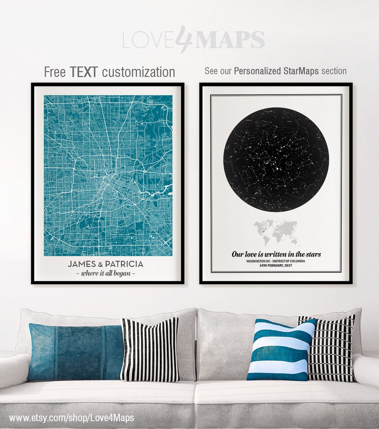 Houston Texas Map Custom Color Map City Print Houston Green | Etsy