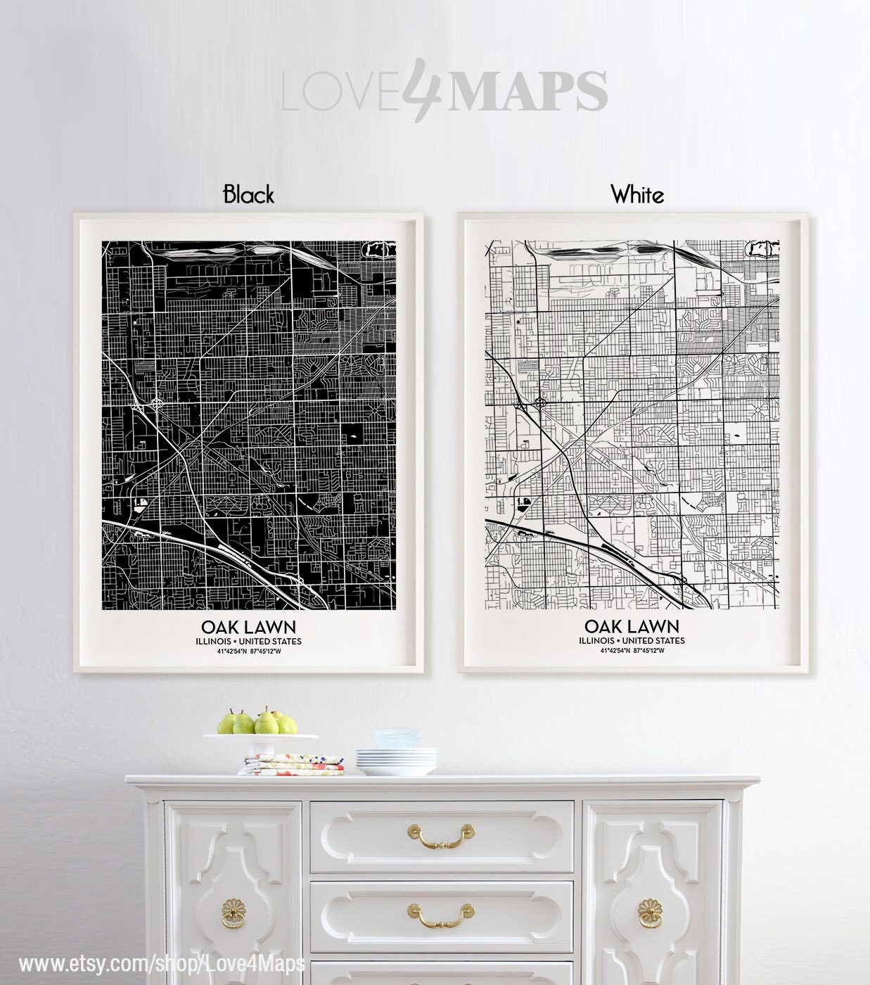 Oak Lawn Illinois Map Oak Lawn City Print Oak Lawn Poster | Etsy