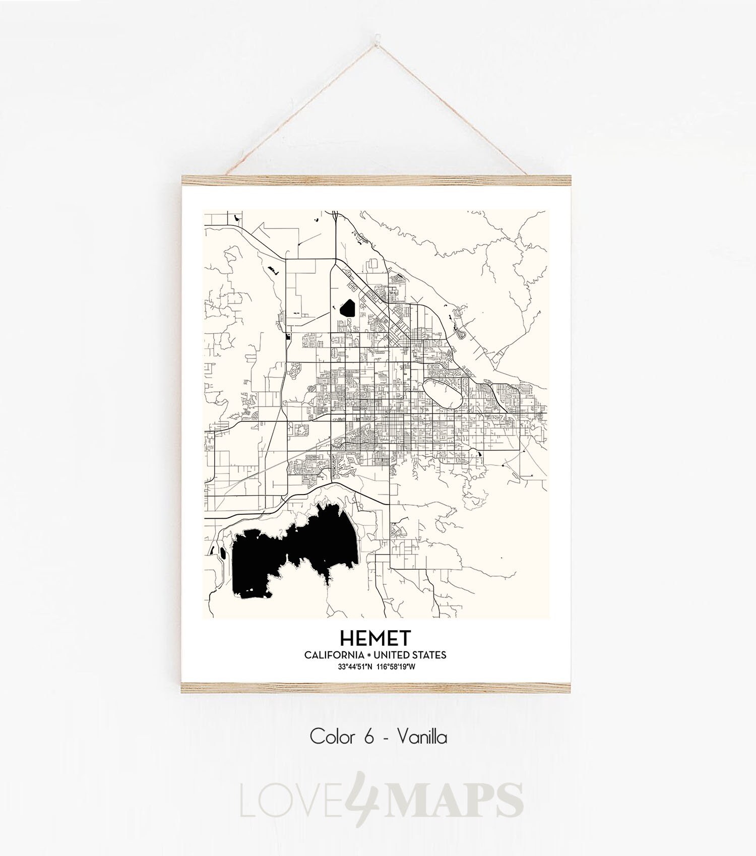 Hemet CA City Map Poster Print Wall Art Decor Hemet - Etsy