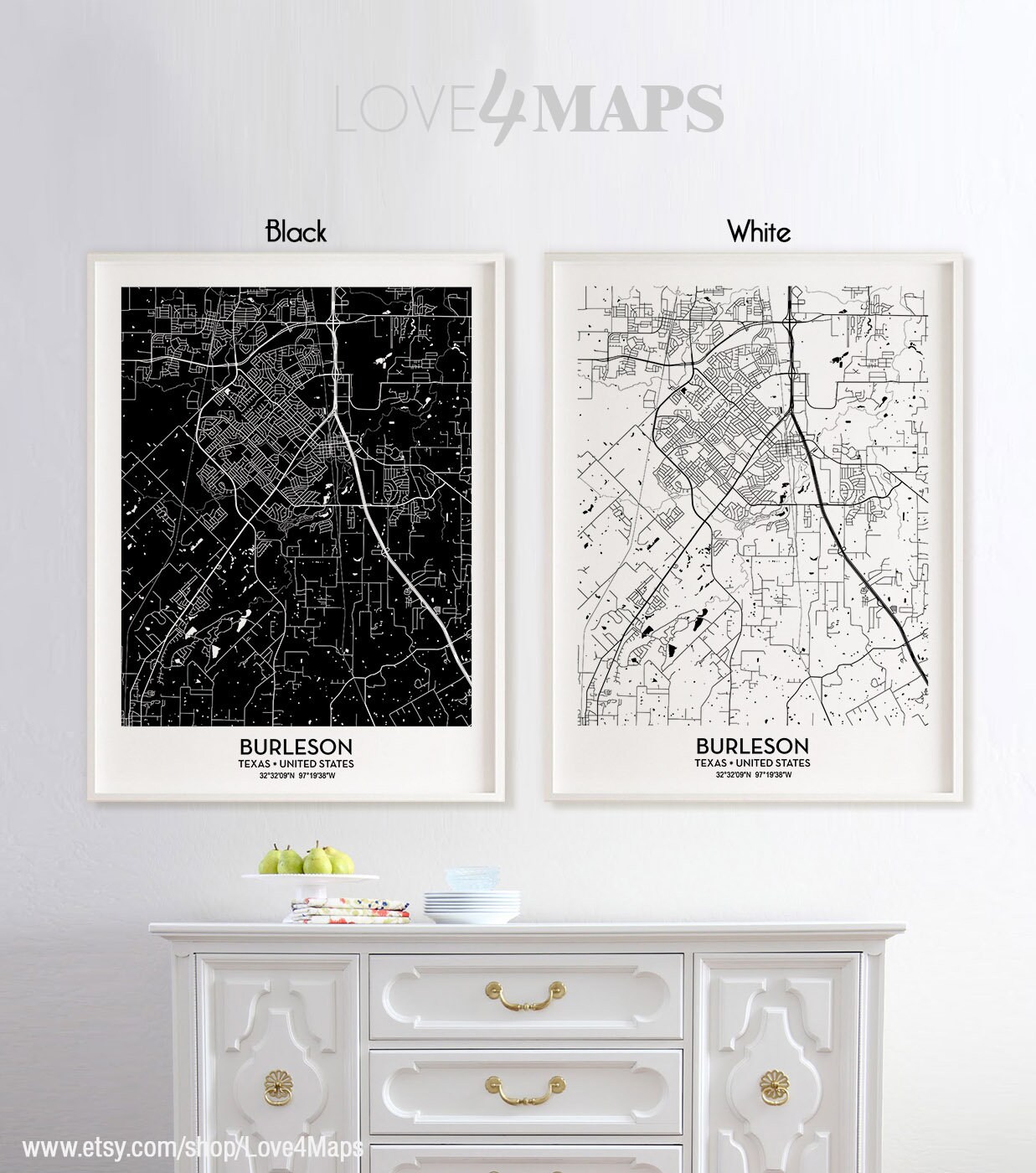 Burleson Texas Map Burleson City Print Burleson Poster | Etsy