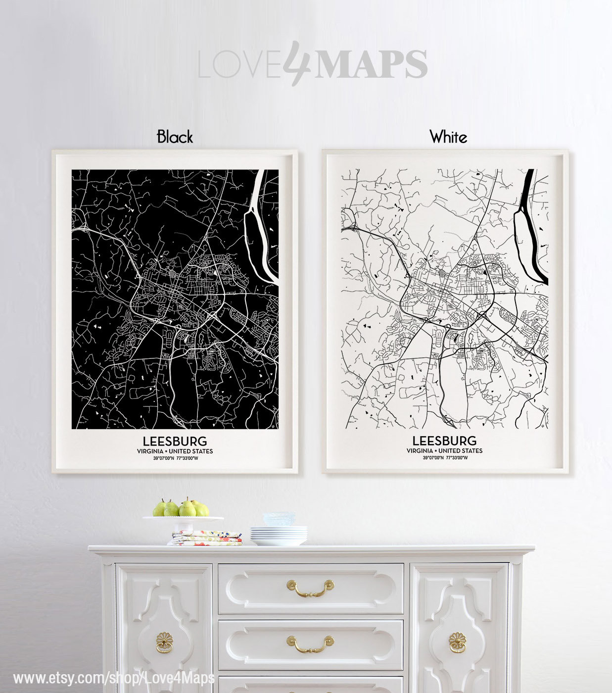 Leesburg Virginia Map Leesburg City Print Leesburg Poster | Etsy