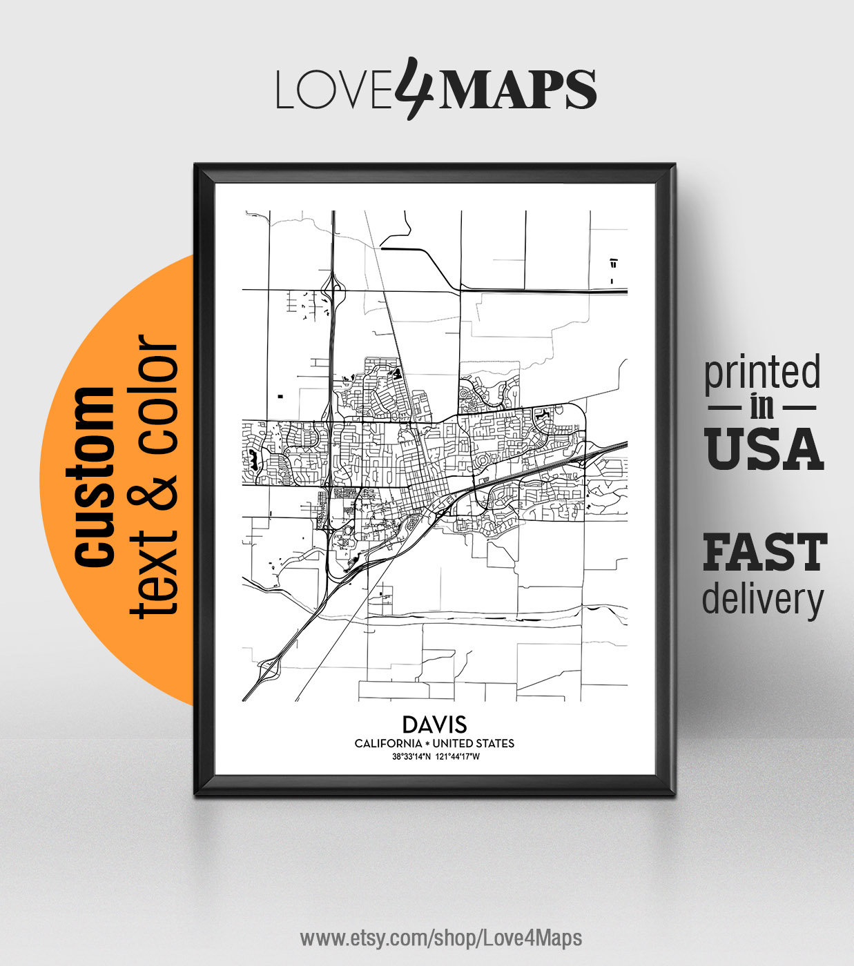 Davis California Map Davis City Print Davis Poster - Etsy