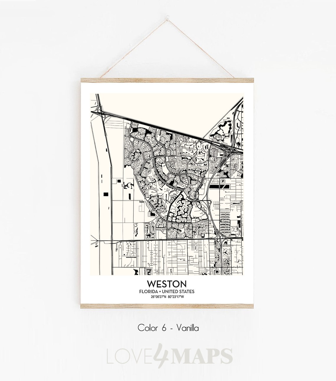 Weston FL City Map Poster Print Wall Art Decor Weston | Etsy