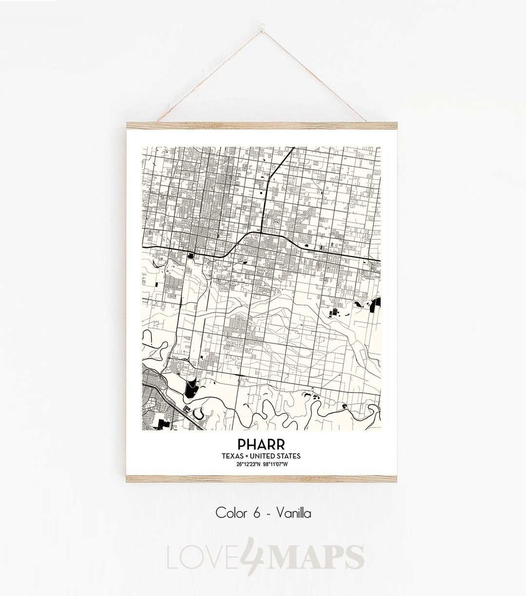 Pharr TX City Map Poster Print Wall Art Decor | Pharr Texas Map ...