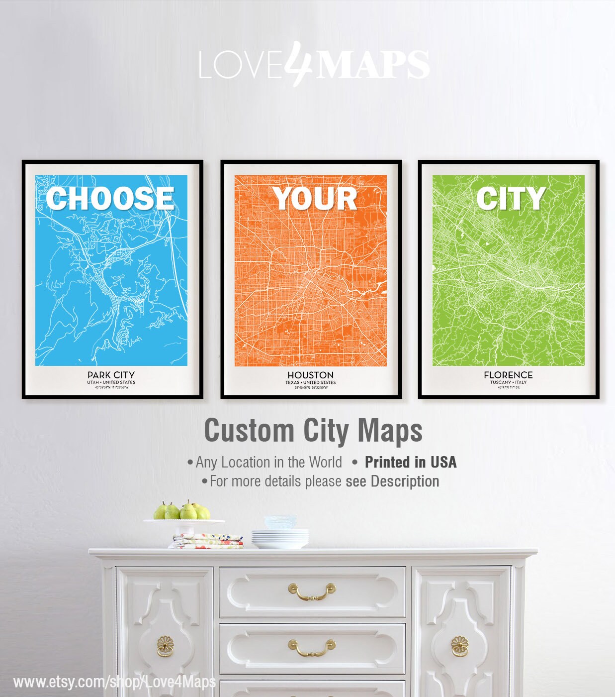 Houston Texas Map Custom Color Map City Print Houston Green - Etsy