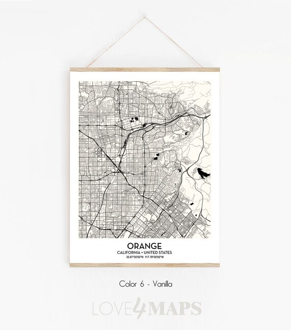 Orange CA City Map poster print wall art decor Orange | Etsy
