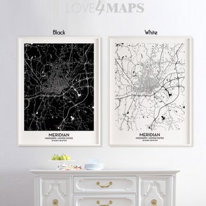 Meridian Mississippi Map, Meridian City Print, Meridian Poster ...