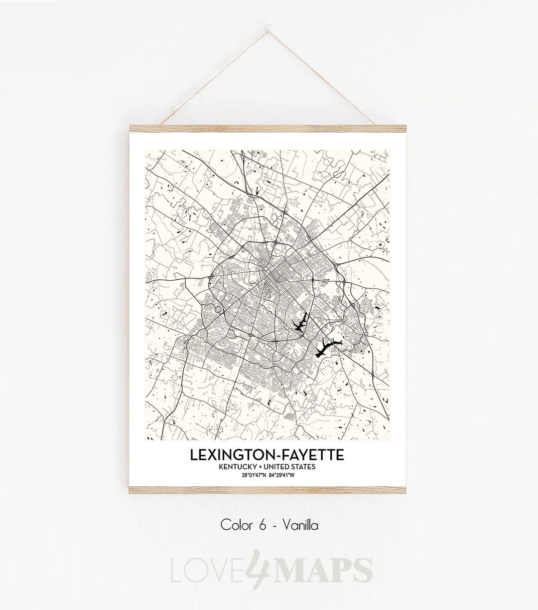 Lexington KY City Map Poster Print Wall Art Decor | Lexington Kentucky ...