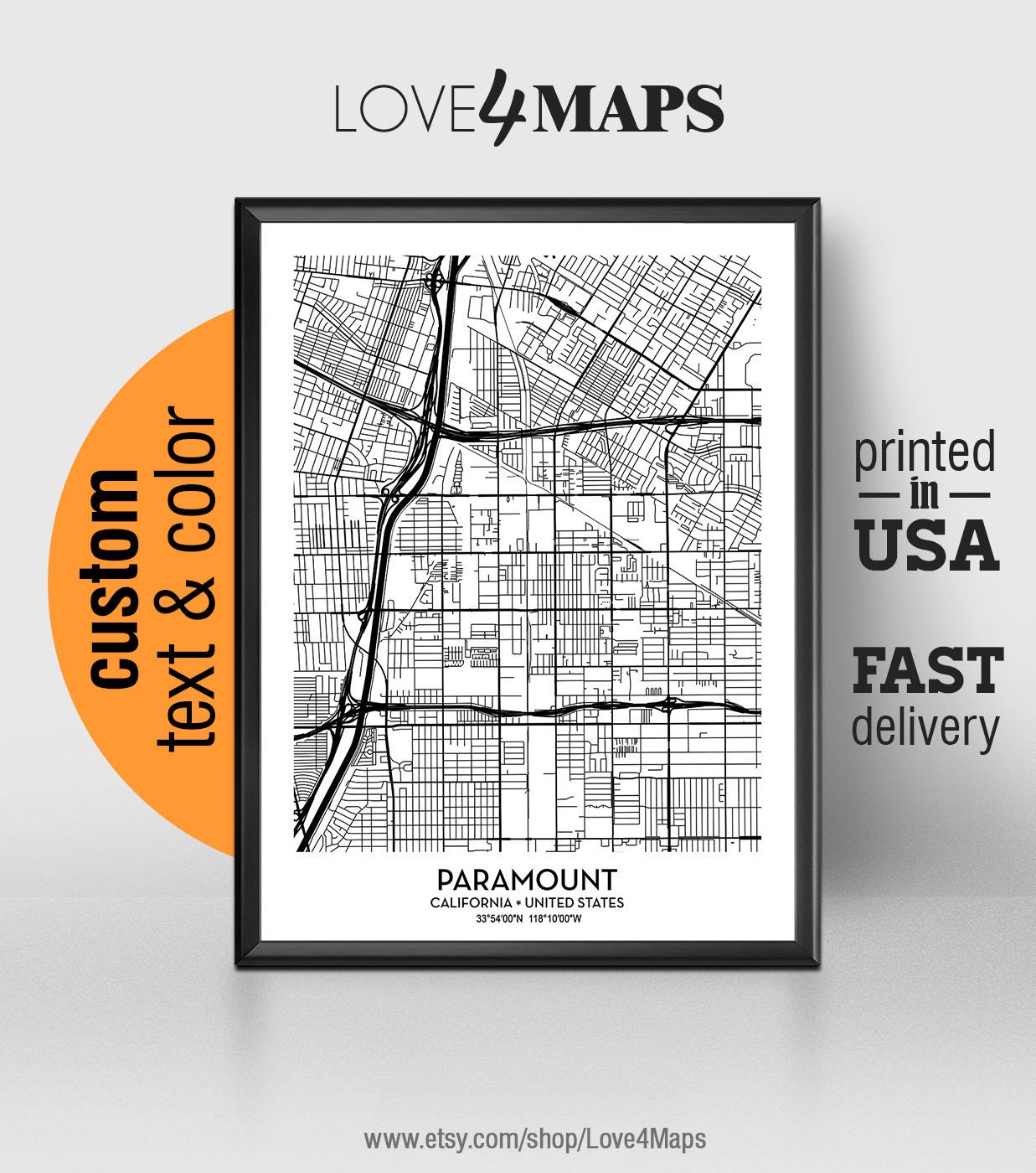 Paramount California Map Paramount City Print Paramount - Etsy