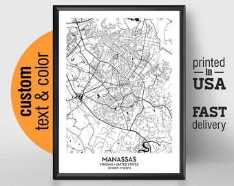 Manassas Map Print - Etsy