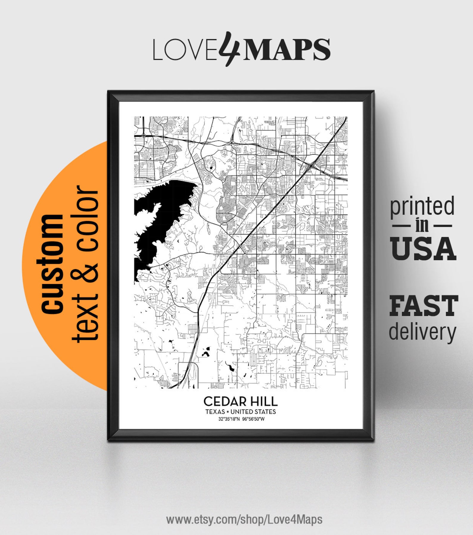 Cedar Hill Texas Map Cedar Hill City Print Cedar Hill - Etsy