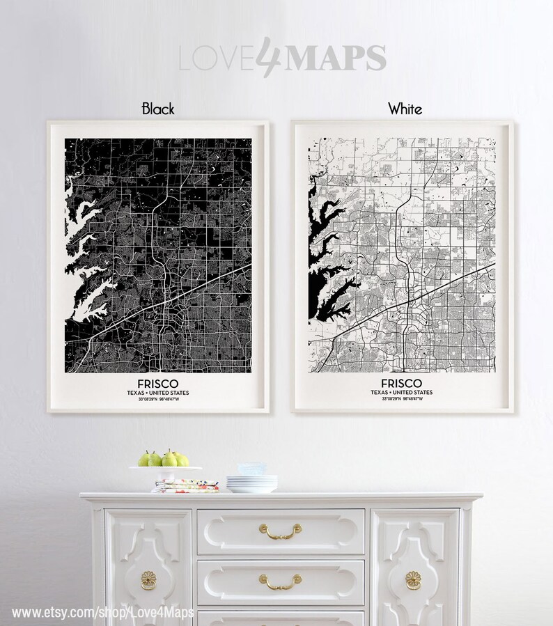 Frisco Texas Map Frisco City Print Frisco Poster - Etsy