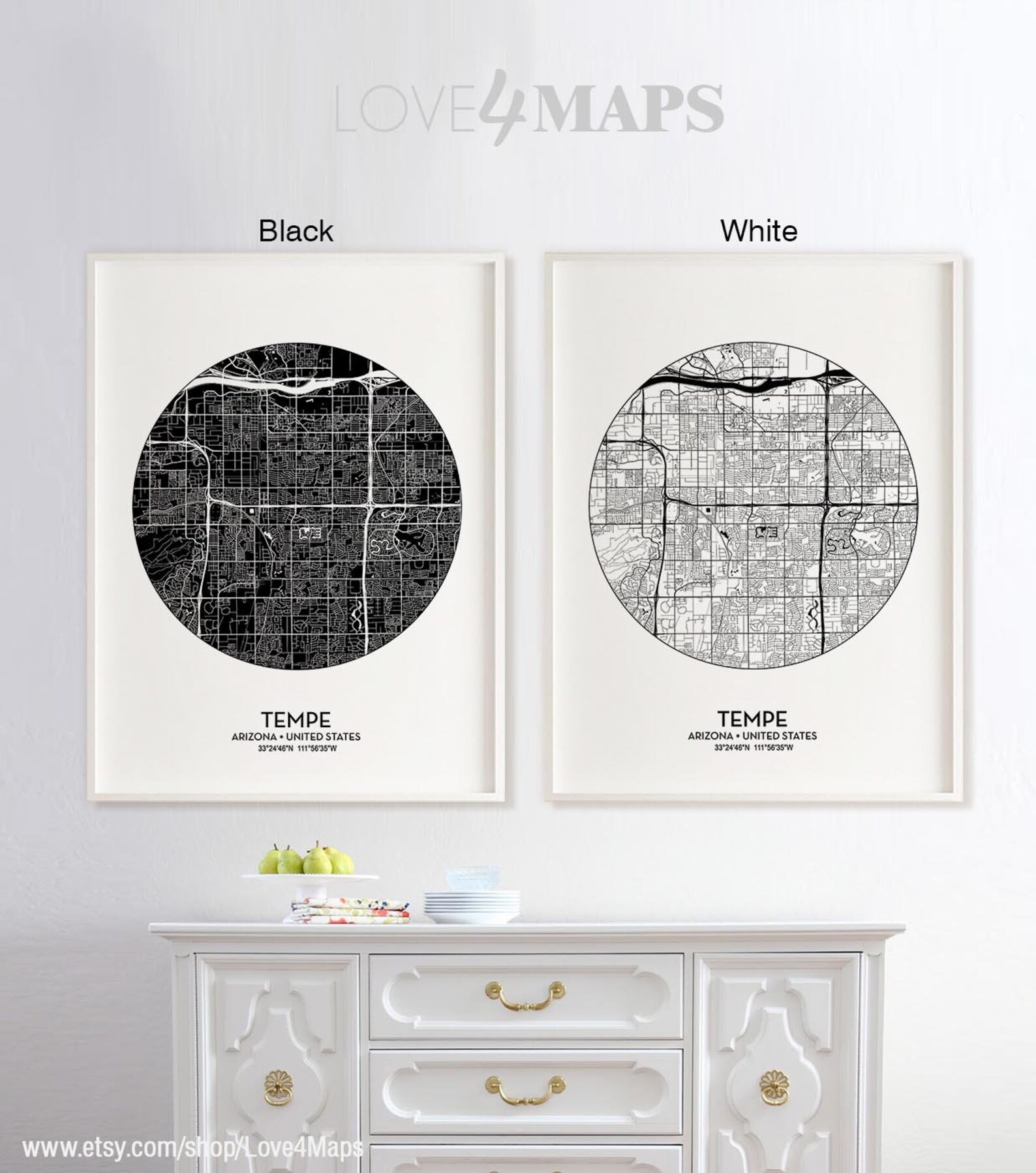 Tempe Map Print Poster Tempe City Arizona Print Personalized - Etsy