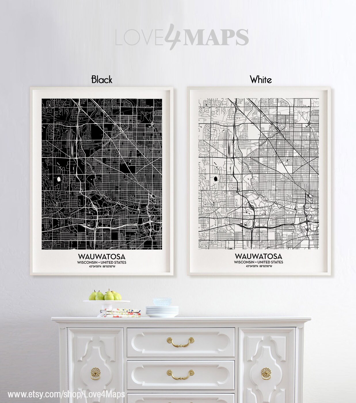 Wauwatosa Wisconsin Map Wauwatosa City Print Wauwatosa - Etsy