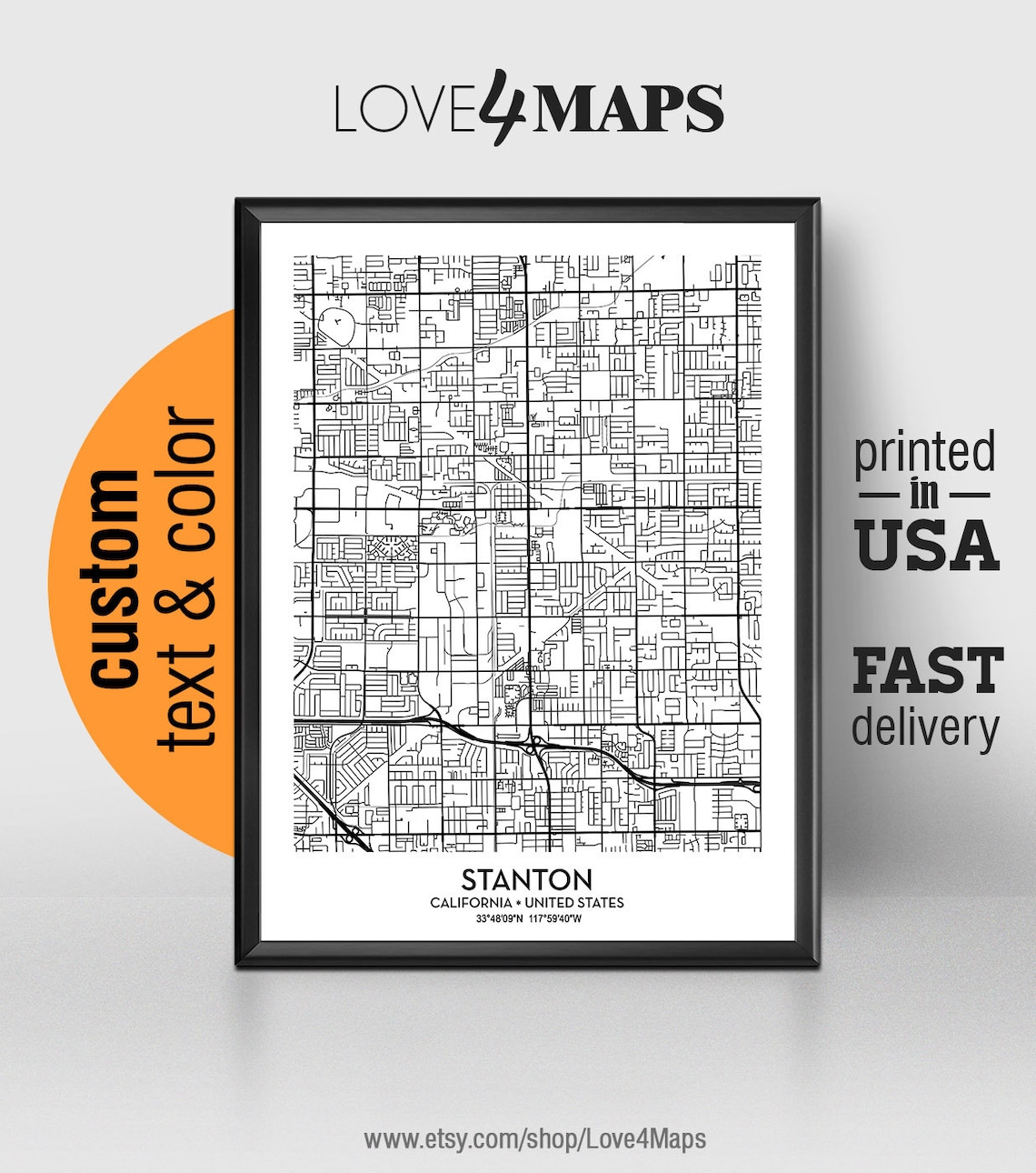 Stanton California Map Stanton City Print Stanton Poster | Etsy