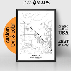 Marana Arizona Map, Marana City Print, Marana Poster, Personalized ...