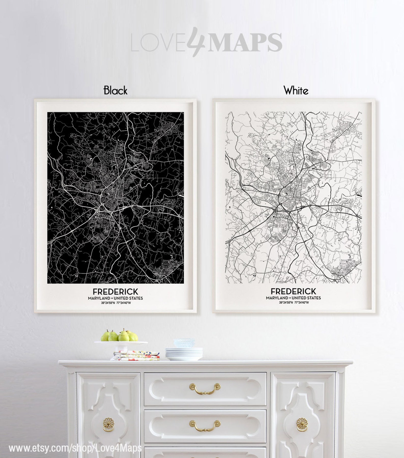 Frederick Maryland Map Frederick City Print Frederick - Etsy