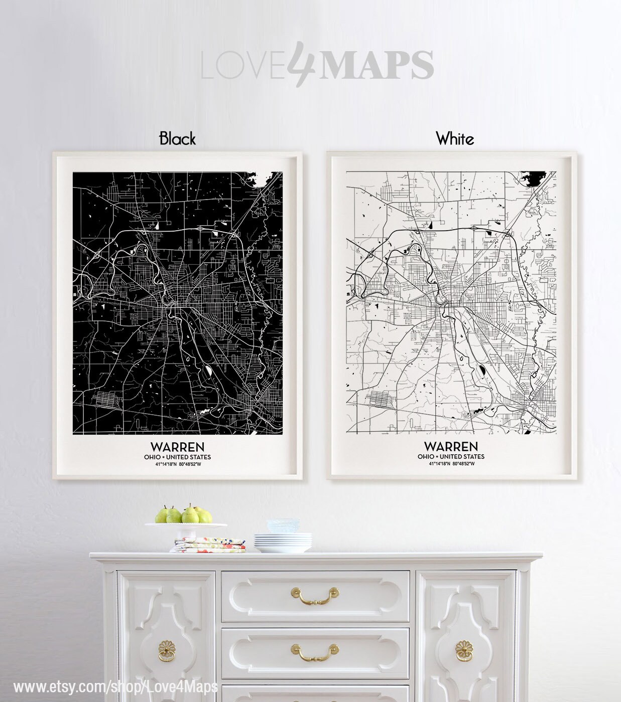 Warren Ohio Map Warren City Print Warren Poster | Etsy