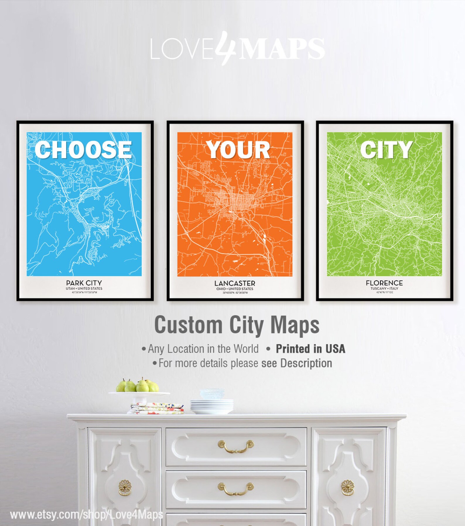 Lancaster Ohio Map Lancaster City Print Lancaster Poster | Etsy