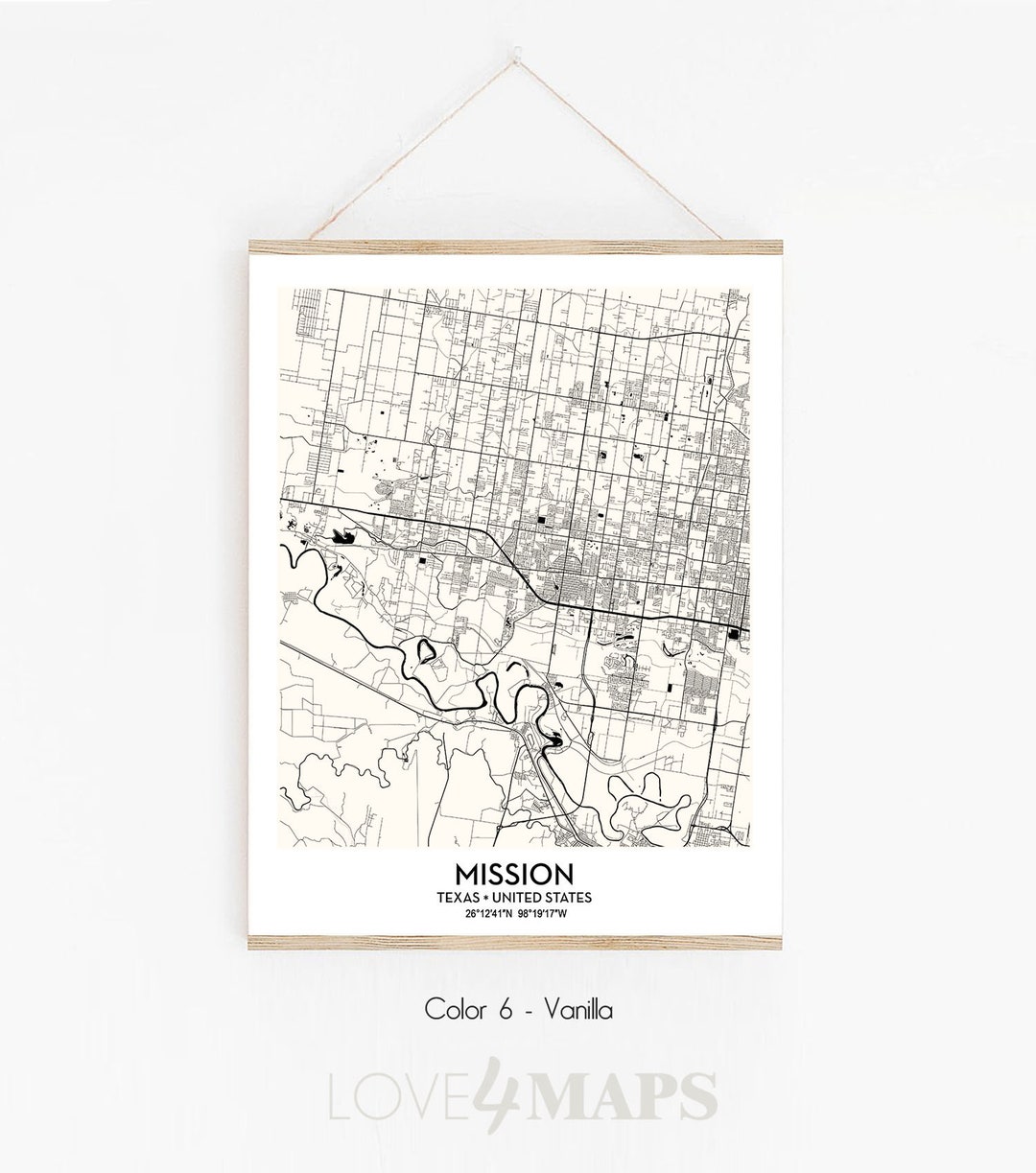 Mission TX City Map Poster Print Wall Art Decor | Mission Texas Map ...