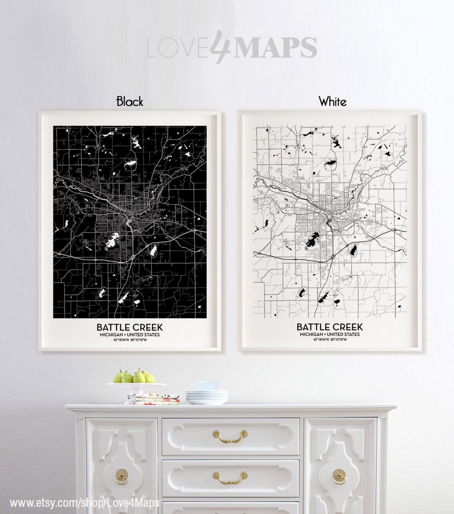 Battle Creek Michigan Map Battle Creek City Print Battle - Etsy