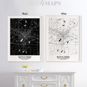 Battle Creek Michigan Map, Battle Creek City Print, Battle Creek Poster ...