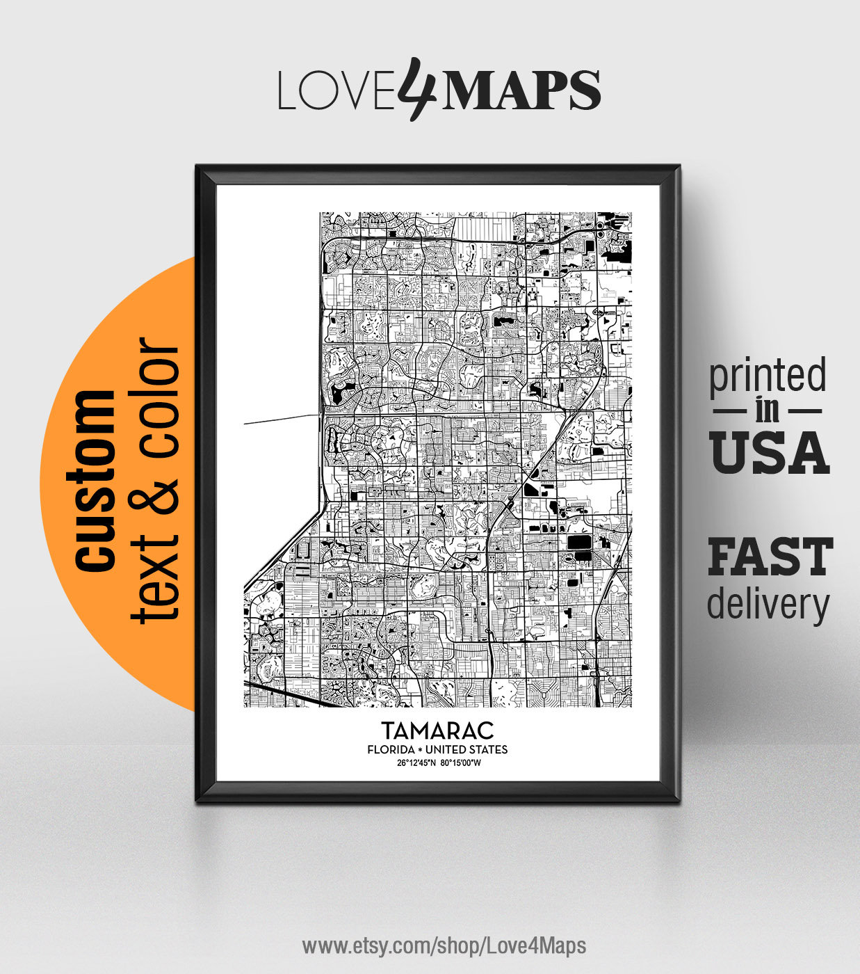 Tamarac Florida Map Tamarac City Print Tamarac Poster - Etsy