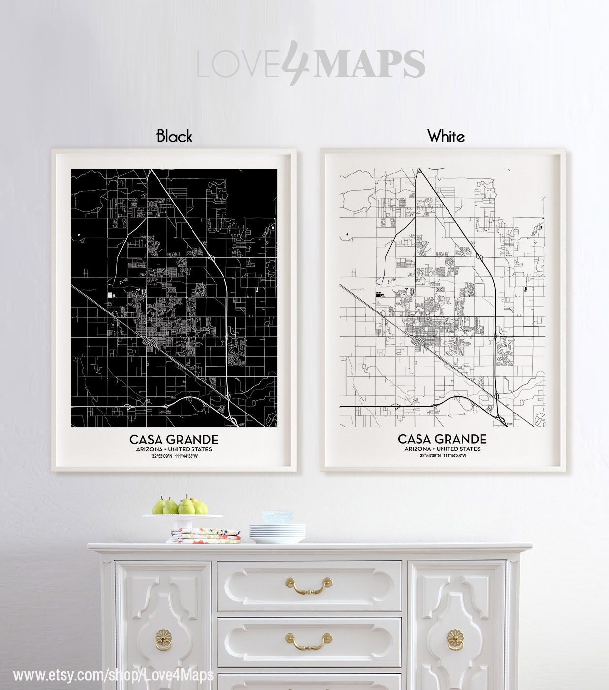 Casa Grande Arizona Map Casa Grande City Print Casa Grande | Etsy
