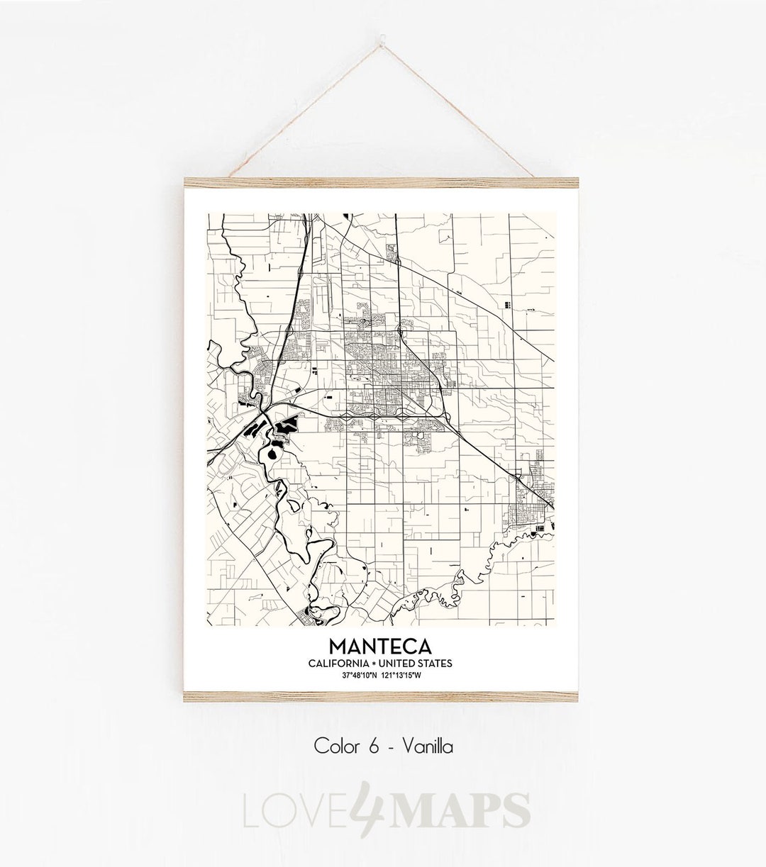 Manteca CA City Map Poster Print Wall Art Decor | Manteca California ...