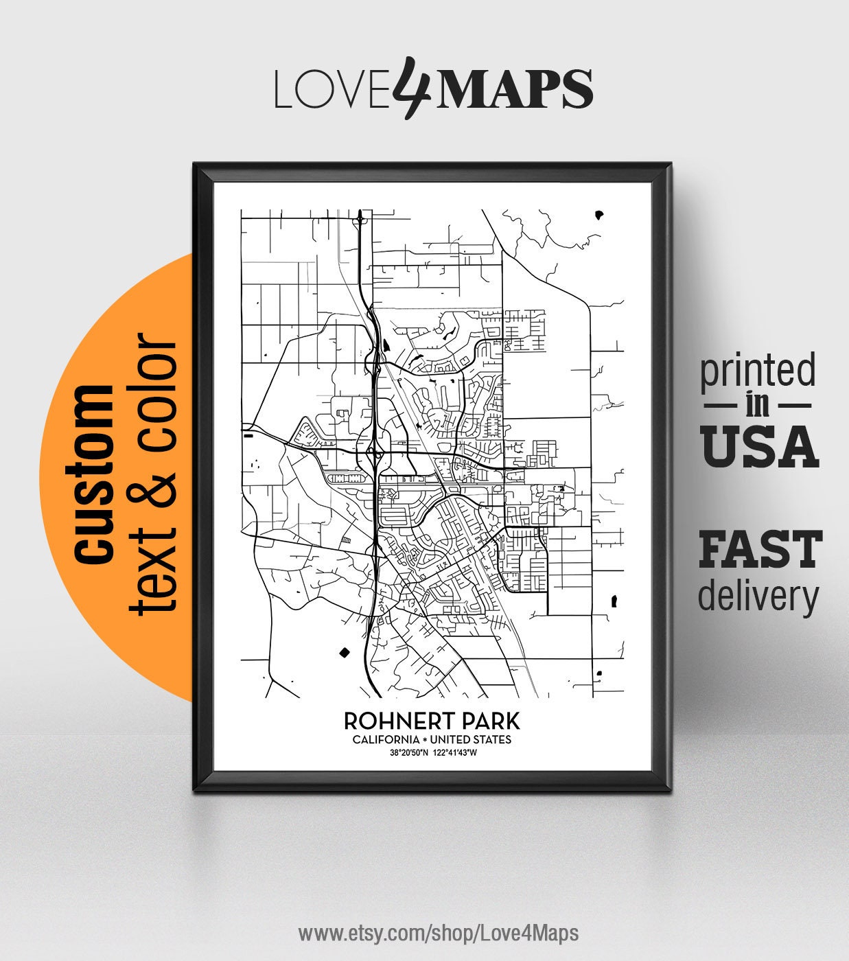 Rohnert Park California Map Rohnert Park City Print Rohnert - Etsy