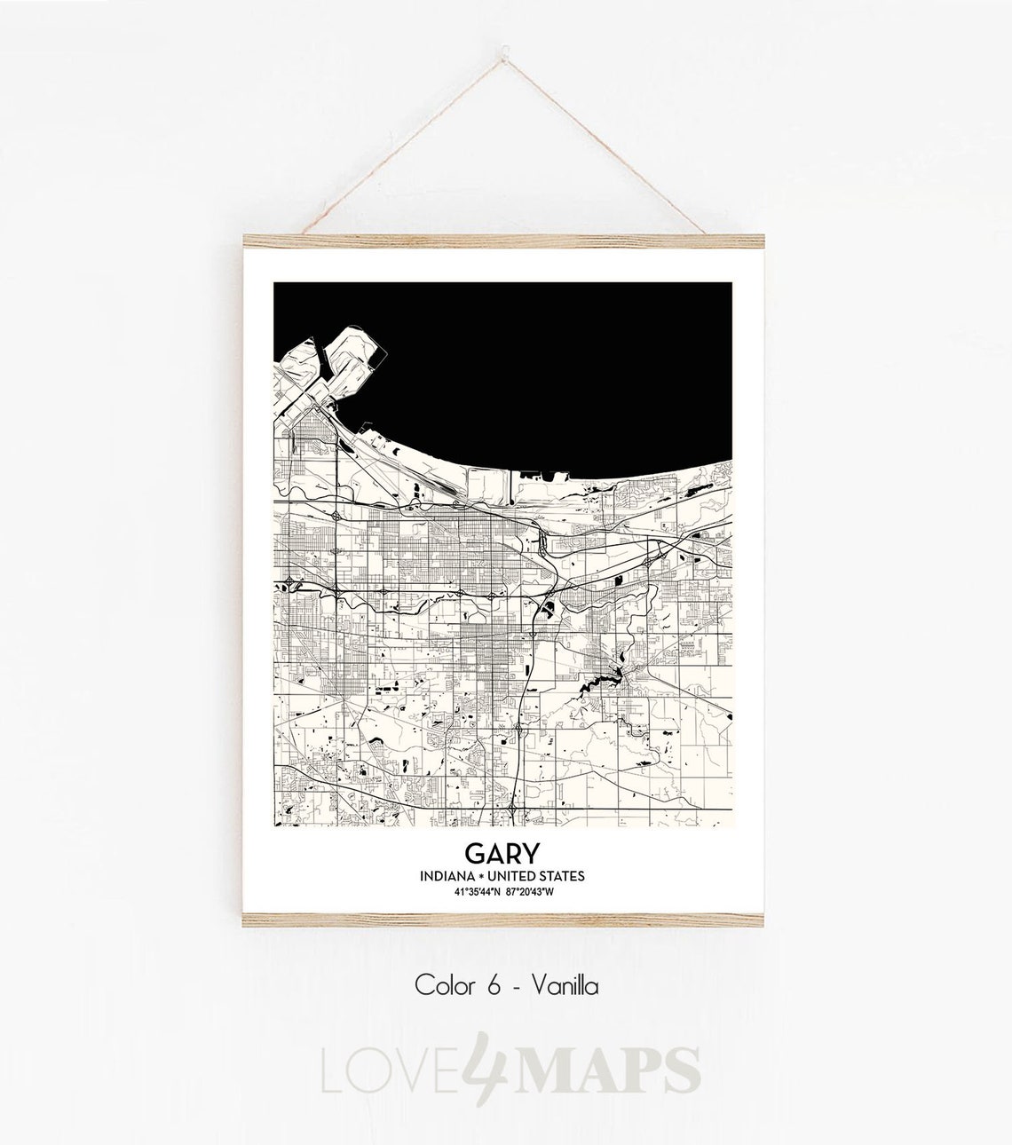 Gary IN City Map Poster Print Wall Art Decor Gary Indiana - Etsy