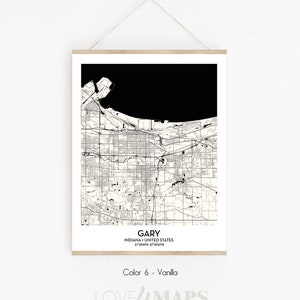 Gary IN City Map Poster Print Wall Art Decor | Gary Indiana Map ...