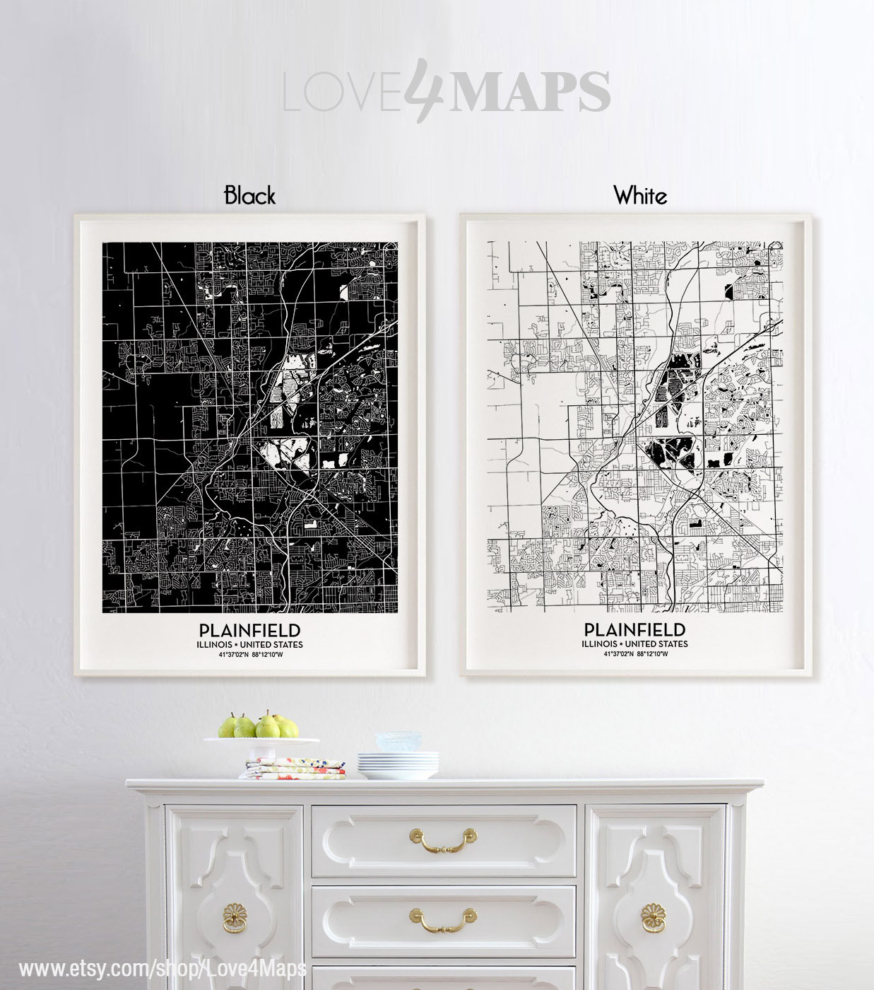 Plainfield Illinois Map Plainfield City Print Plainfield | Etsy